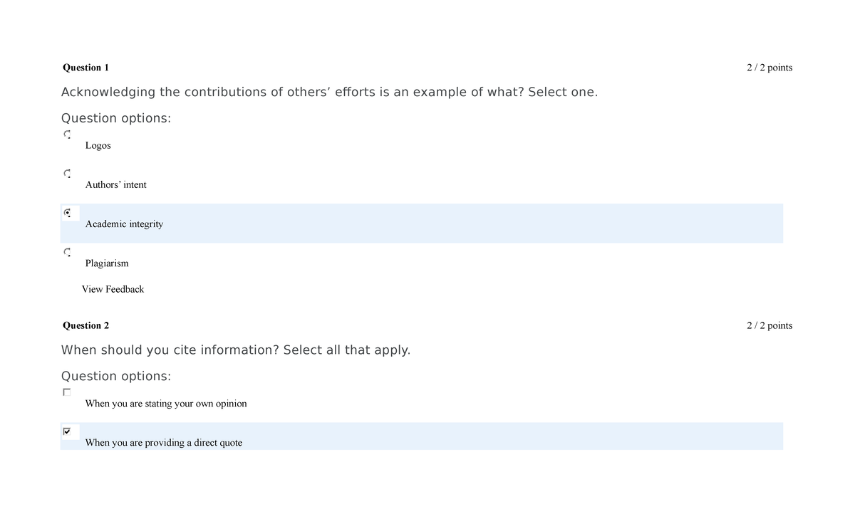 3-3 Knowledge Check Module Three - IT-226- Comm in STEM Professions - Question 1 2 / 2 points ...