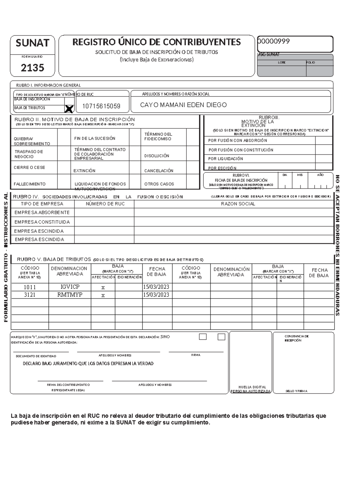 FORM 2135 - WORD Editable - FORMULARIO GRATUITO - INSTRUCCIONES AL DORSO HUELLA DIGITAL PERSONA ...