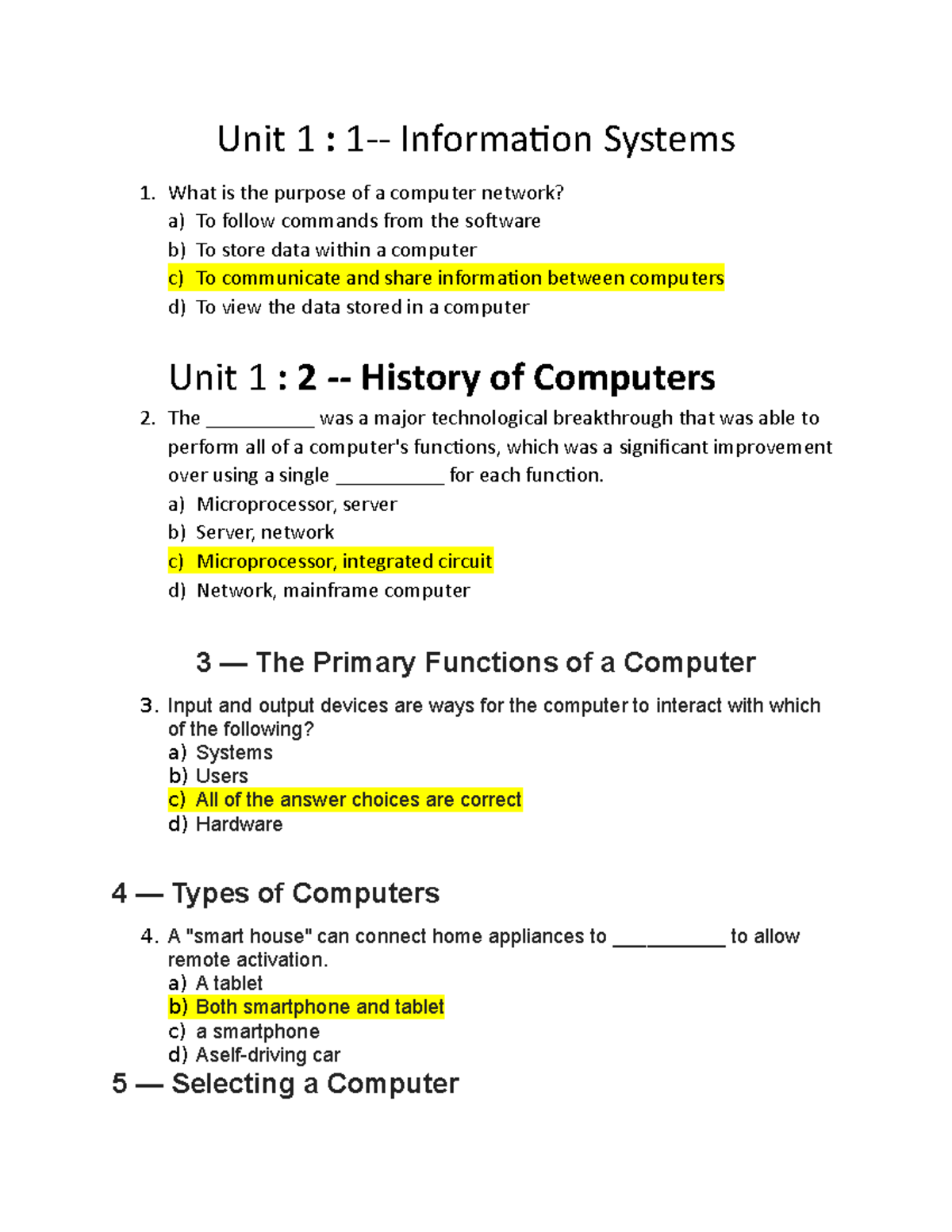 Unit 1-Challenge 1-Computers and Their Functions - Copy - Unit 1 : 1 ...