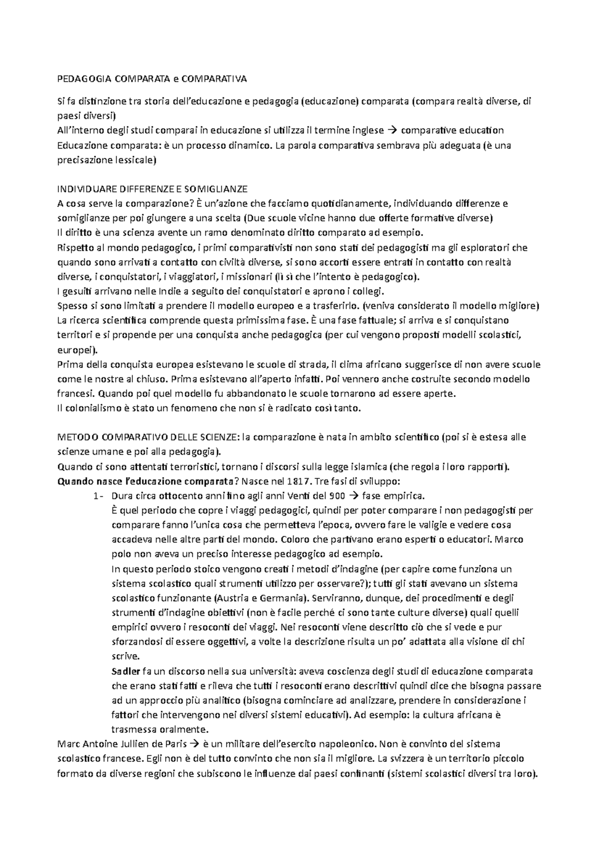 Pedagogia Comparata - PEDAGOGIA COMPARATA e COMPARATIVA Si fa ...