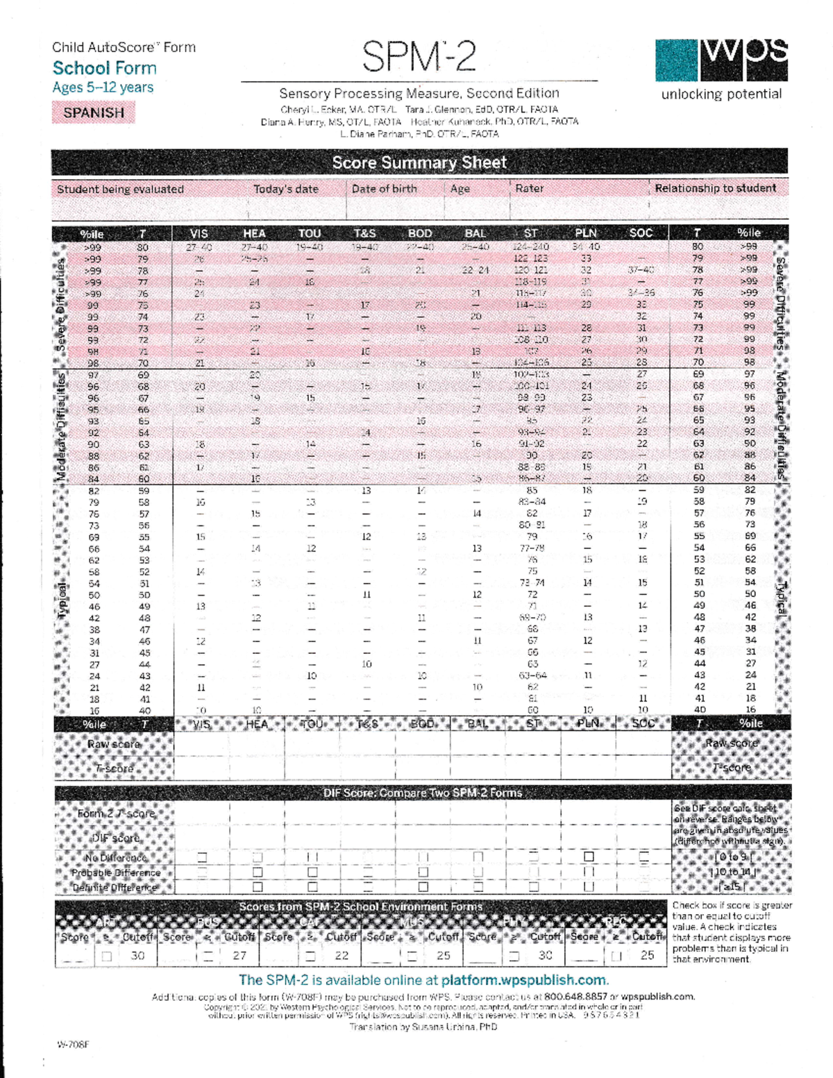 Form Escuela 5-12 a - cuestionarios spm2 - Child AutoScord'Form School ...