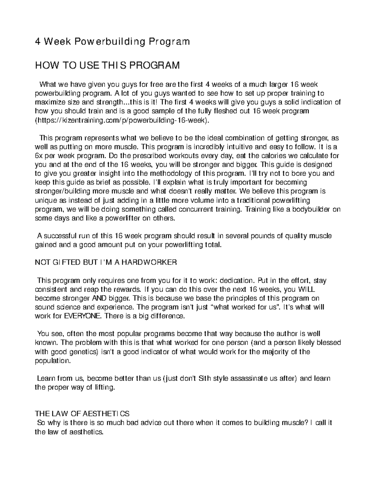 Power Building 4 Week E Book - 4 Week Pow erbuilding Program HOW TO USE ...