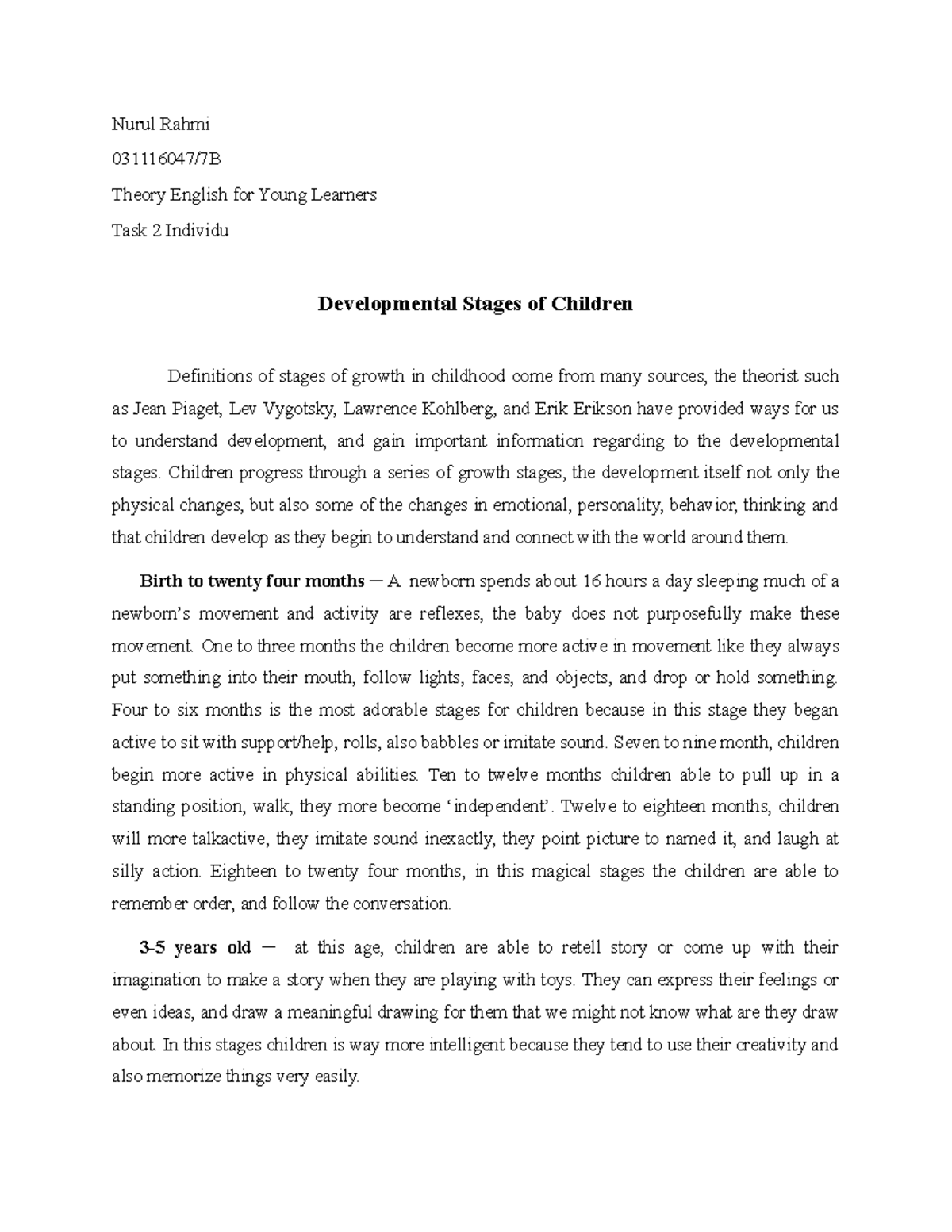 Task 2 individu - Assignment/coursework task to fulfill the Teaching ...