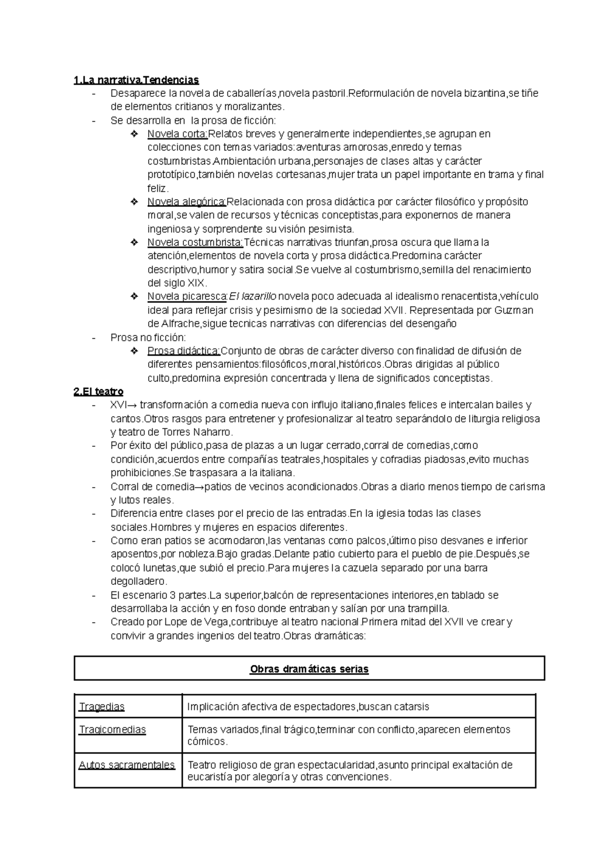 Lit - EL barroco resumen - 1 narrativa - Desaparece la novela de ...