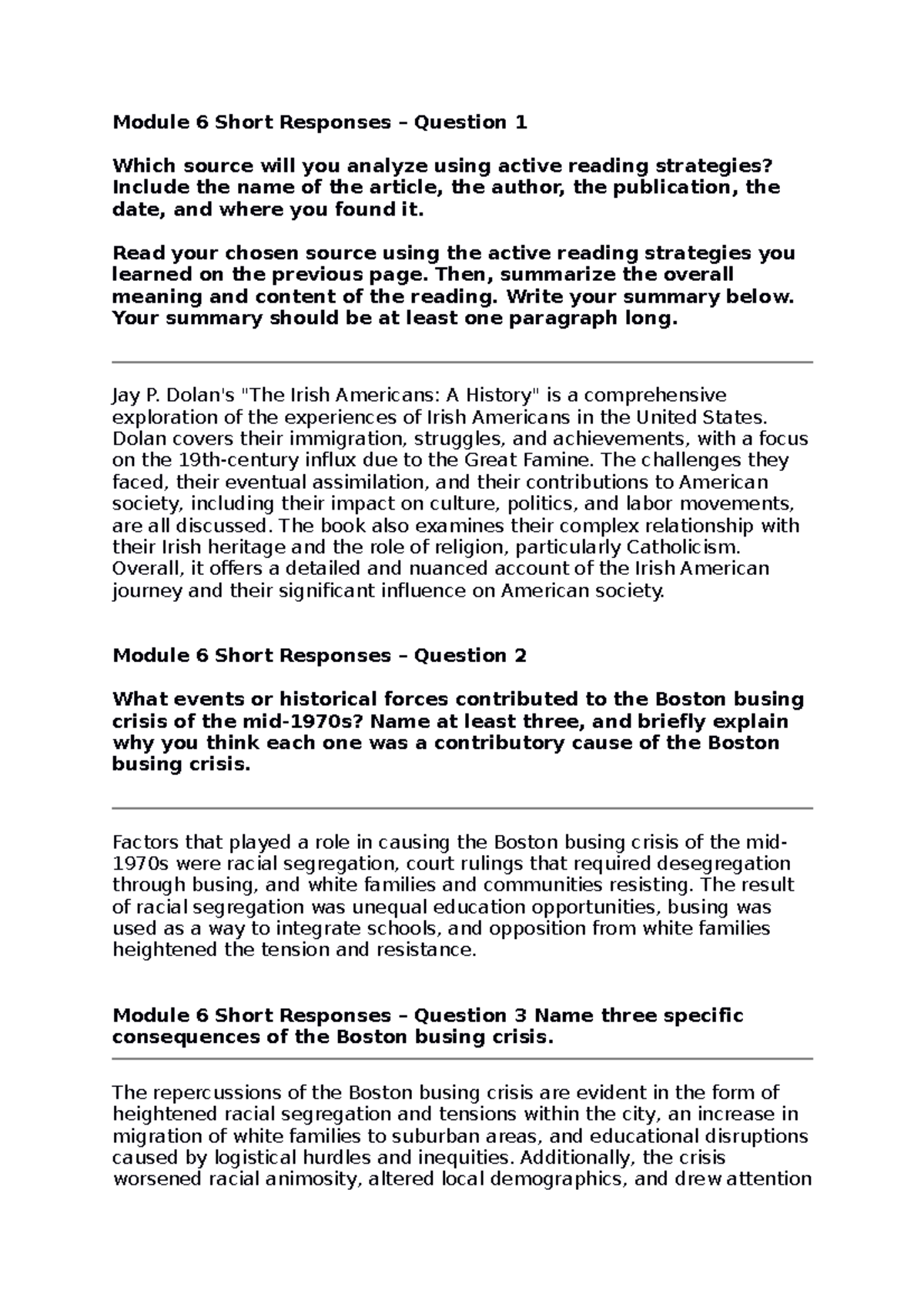 HIS 200 Applied History 6-2 - Module 6 Short Responses – Question 1 ...