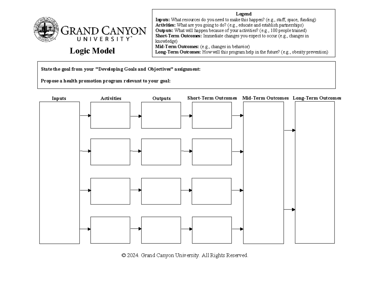 PUB 360 RS7 Logic Model - worksheet - © 2024. Grand Canyon University ...