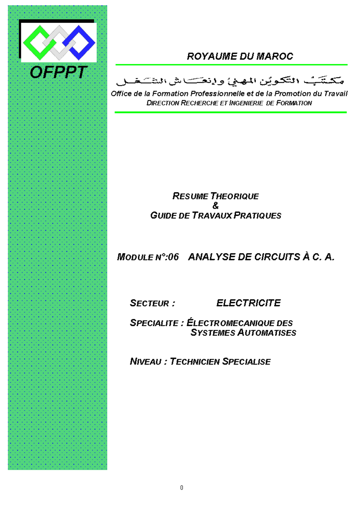 M06 Analyse-de-circuits-à-c.a - OFPPT ROYAUME DU MAROC MODULE N°:06 ANALYSE DE CIRCUITS À C. A ...
