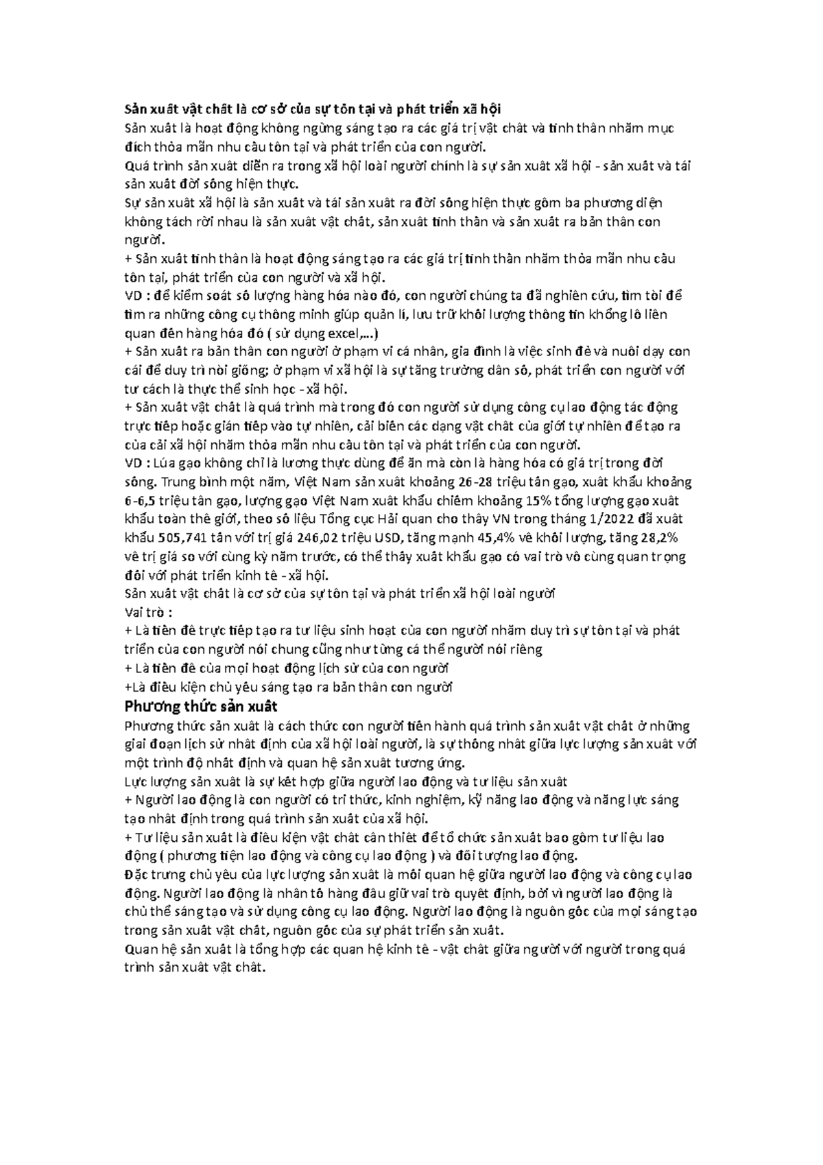 Sản xuất vật chất - bai soan - S n xuấất v t chấất là cả ậ ơ s ở c a sủ ự tồồn t i và phát tri n ...