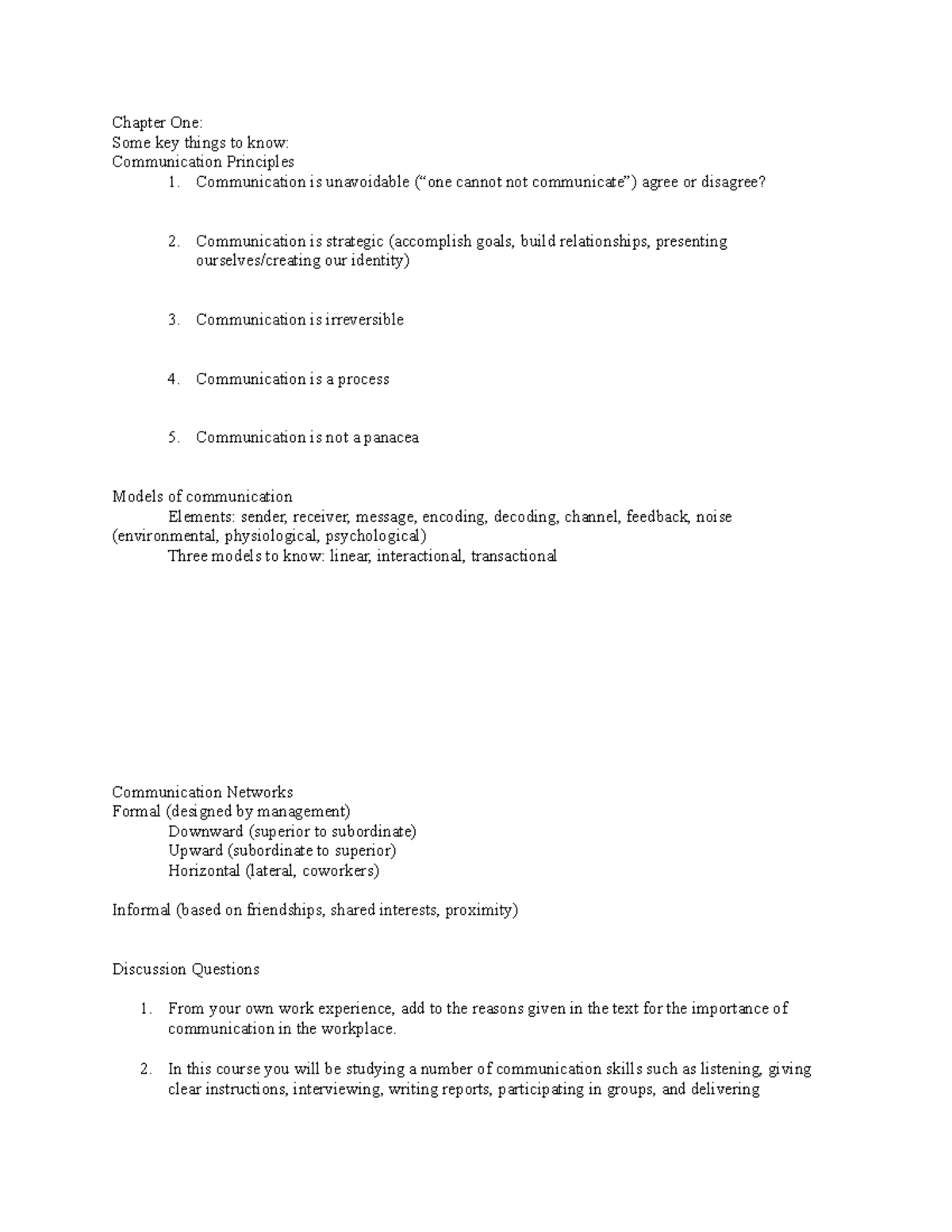 Chapter one questions and activities - Chapter One: Some key things to ...