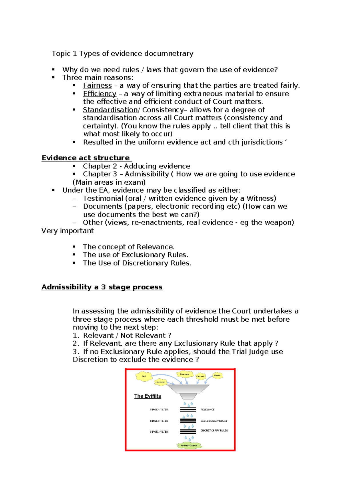Evidence Notes MINE - ljljnjllnl - Topic 1 Types of evidence ...