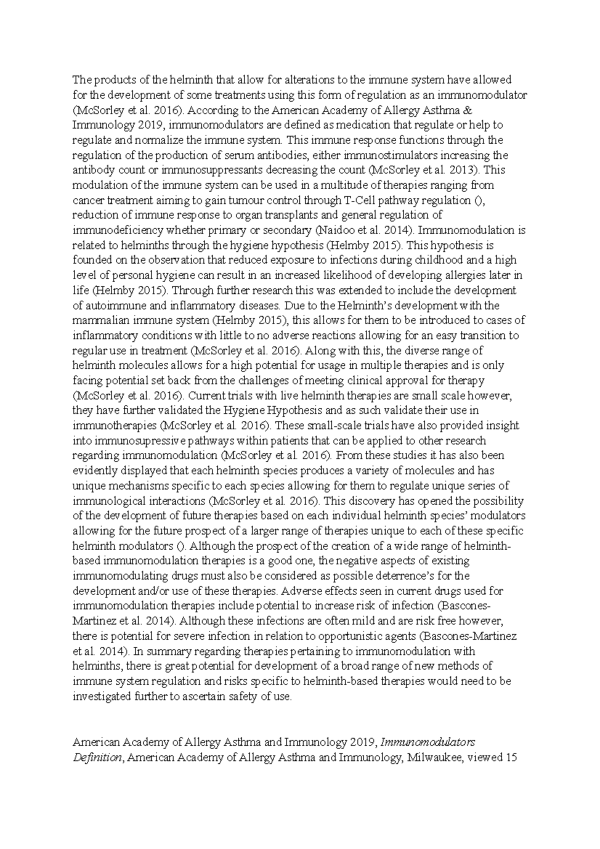Helminth Immunomodulation MI2021 - The products of the helminth that ...