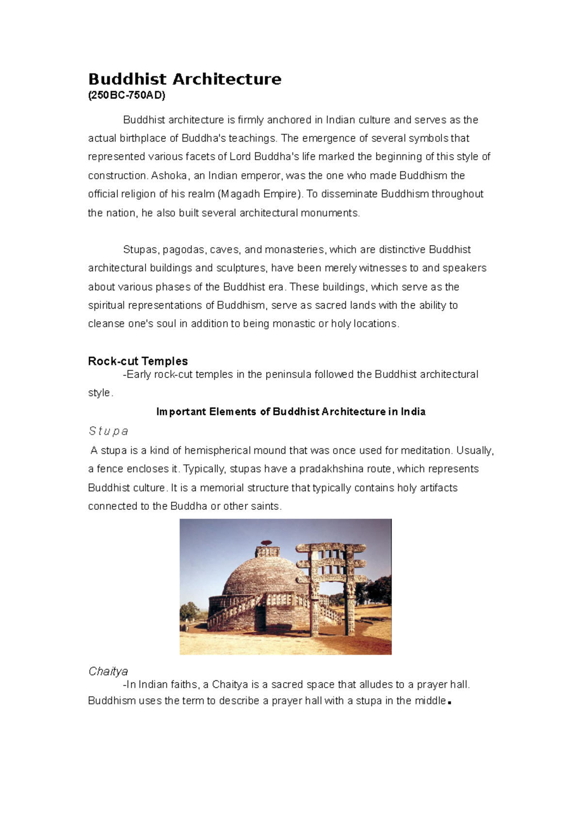Buddhist Architecture - Buddhist Architecture (250BC-750AD) Buddhist ...