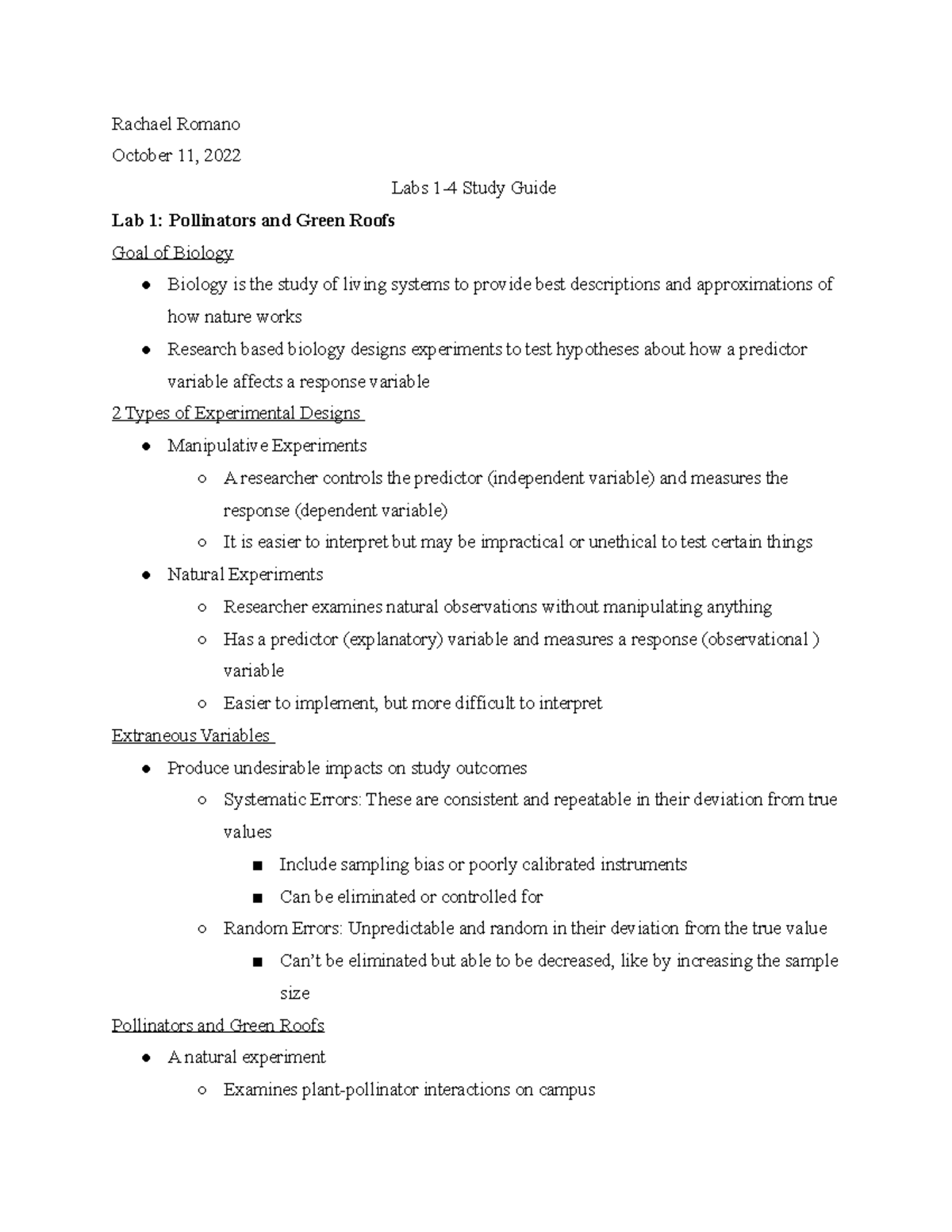 Labs 1-4 Study Guide - Includes all practice material for first lab ...