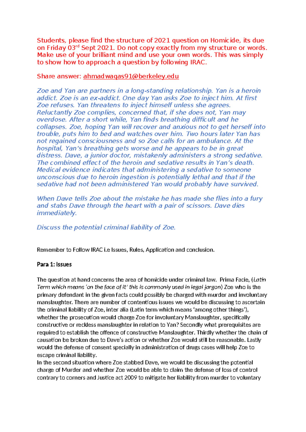 2021 murder Question - Essay - Students, please find the structure of ...