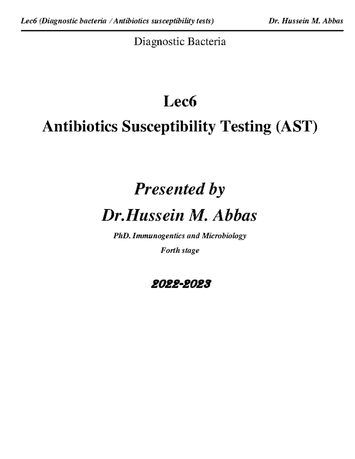 Antibiotics Susceptibility Testing (AST) - - Studocu
