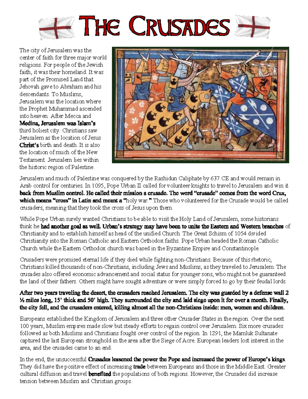 The+Crusades+Reading - The city of Jerusalem was the center of faith ...