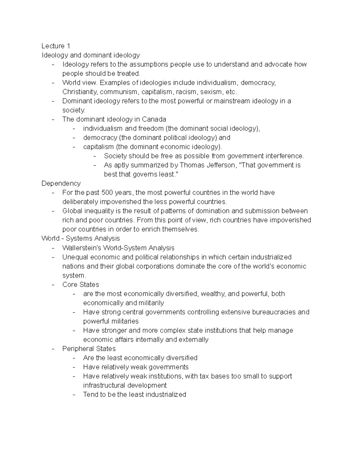 HIST 1150 Lecture Notes - Lecture 1 Ideology and dominant ideology ...