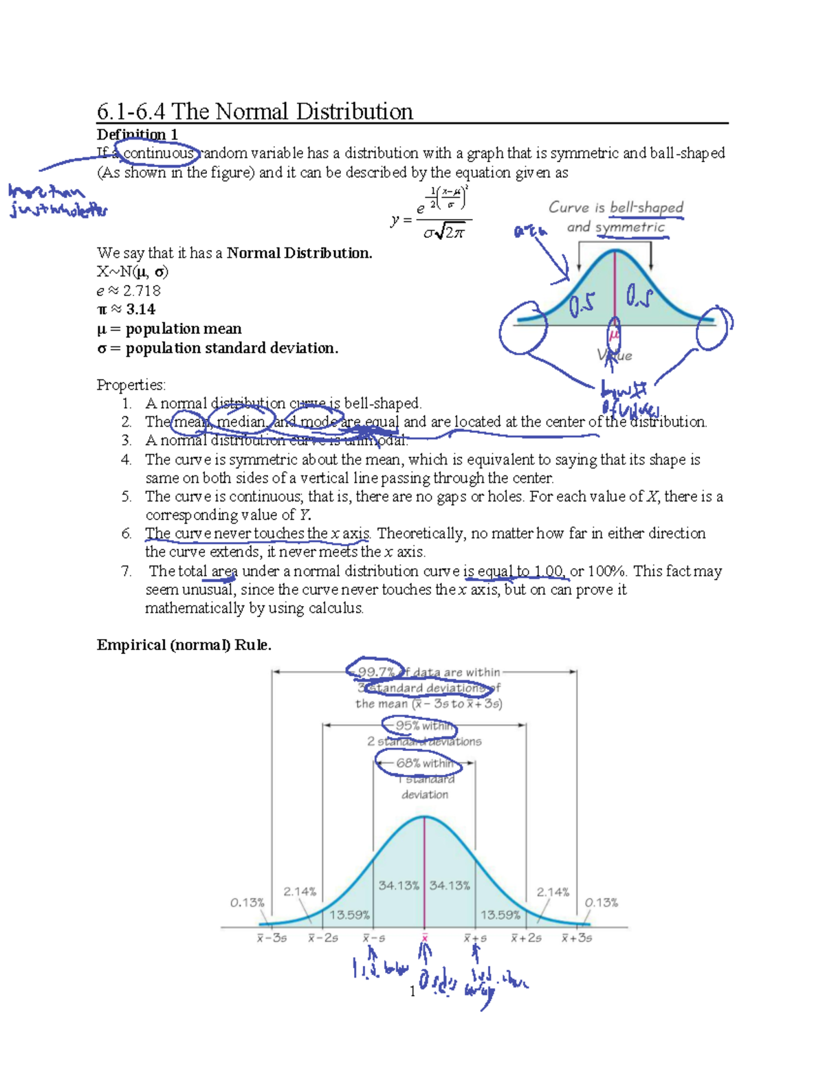 Stats Notes Oct 2, 2018 (day 13) - 1 6.1-6 The Normal Distribution ...
