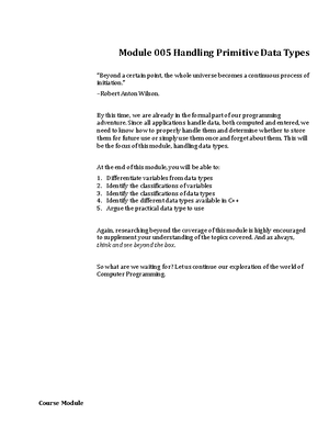 Programming (Oracle Database) NCIII (PROG3114) - Pagsulat sa Piling Larangan-TechVoc Page 1 ...