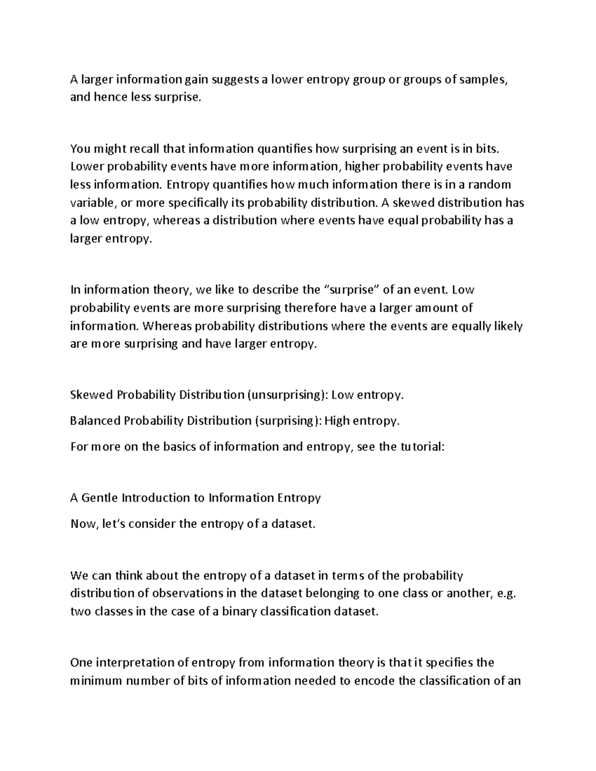 Information Gain Article Example - A larger information gain suggests a ...