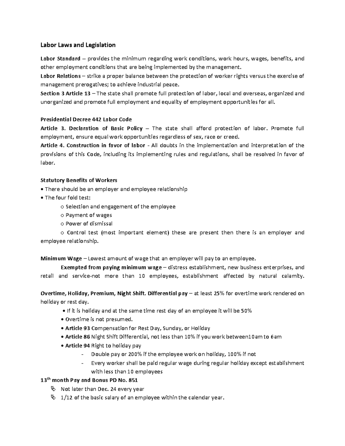 Labor Laws and Legislation - Labor Laws and Legislation Labor Standard ...