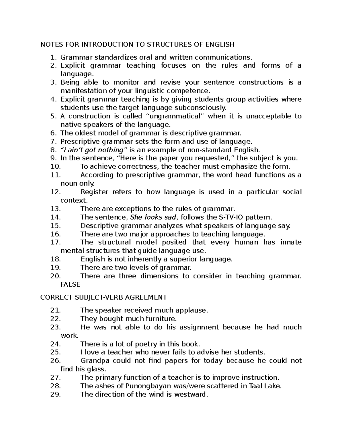 Structure OF English Lesson IN Grammar Notes NOTES FOR INTRODUCTION structure-of-english-lesson-in-grammar-notes-notes-for-introduction