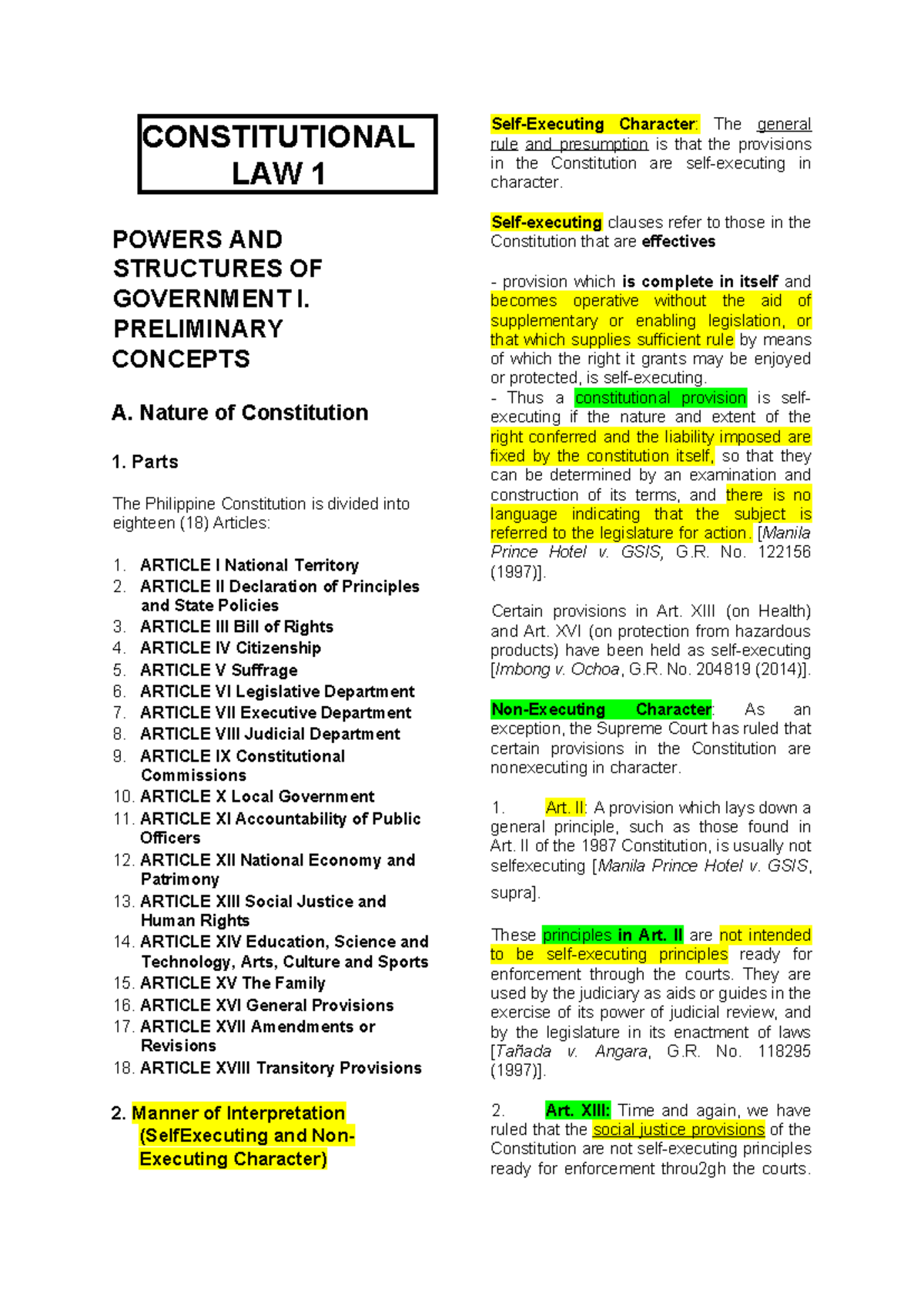 Week 1 - Summary Constitutional Law 1 - CONSTITUTIONAL LAW 1 POWERS AND ...