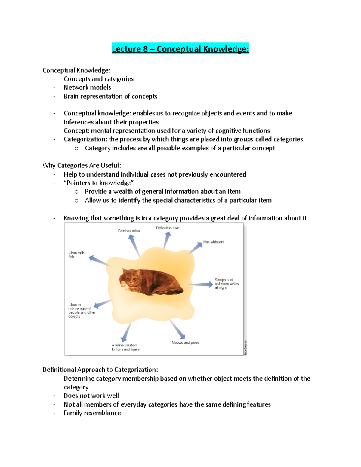 Lecture 8 – Conceptual Knowledge - Lecture 8 – Conceptual Knowledge ...