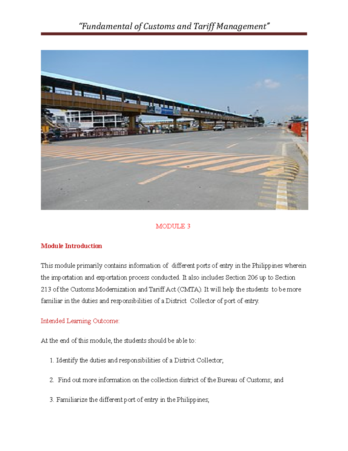Fundamentals of Custom and Tariff Module 3 - MODULE 3 Module ...