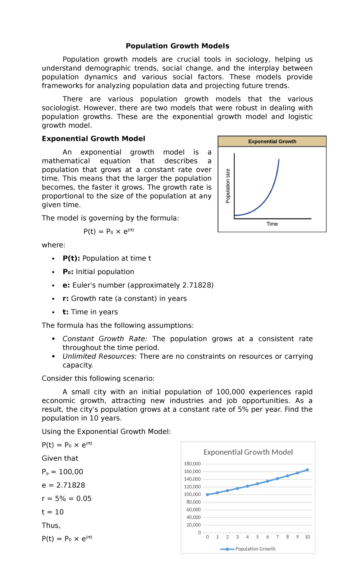 Population Growth Models Population Growth Models Population Growth
