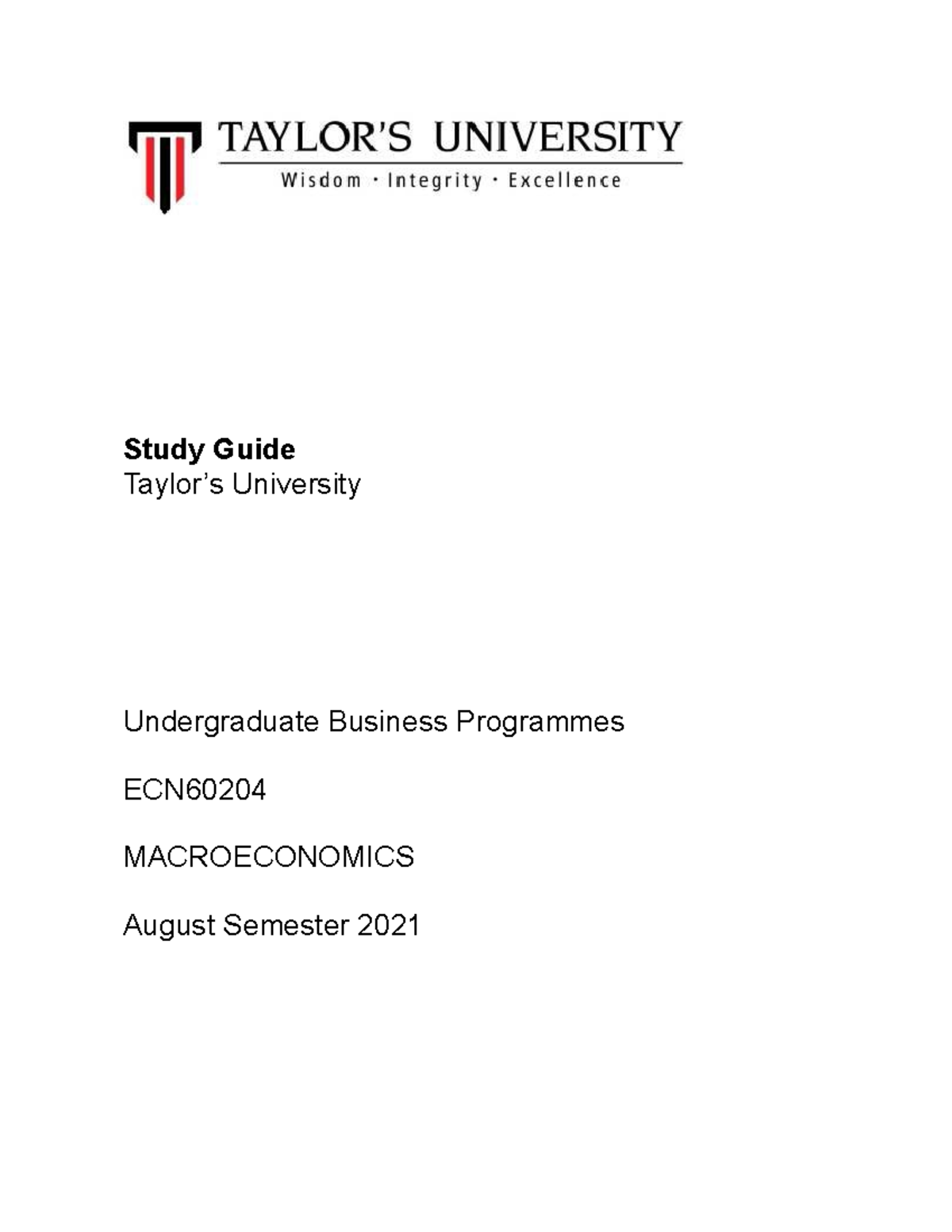 Expected Answer for Tutorial 5 - Study Guide Taylor’s University ...