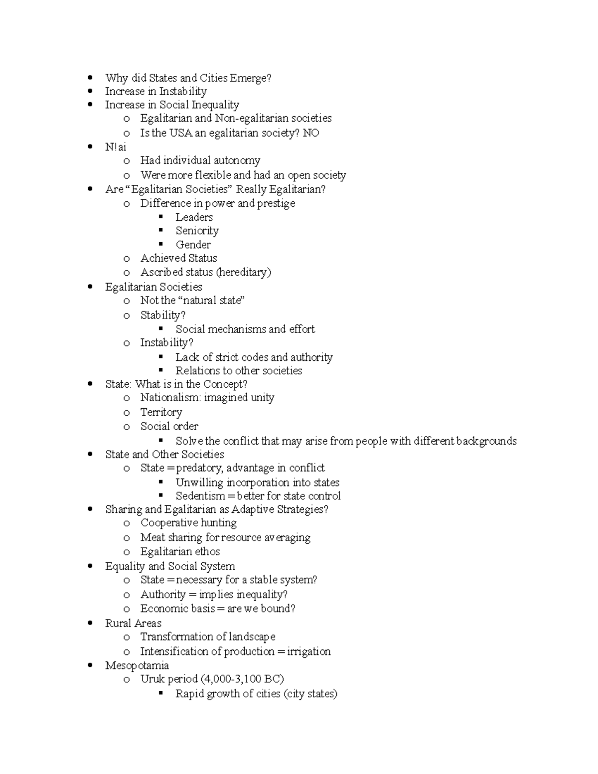Key topics IV - cities and states 3:12:19 - Why did States and Cities ...
