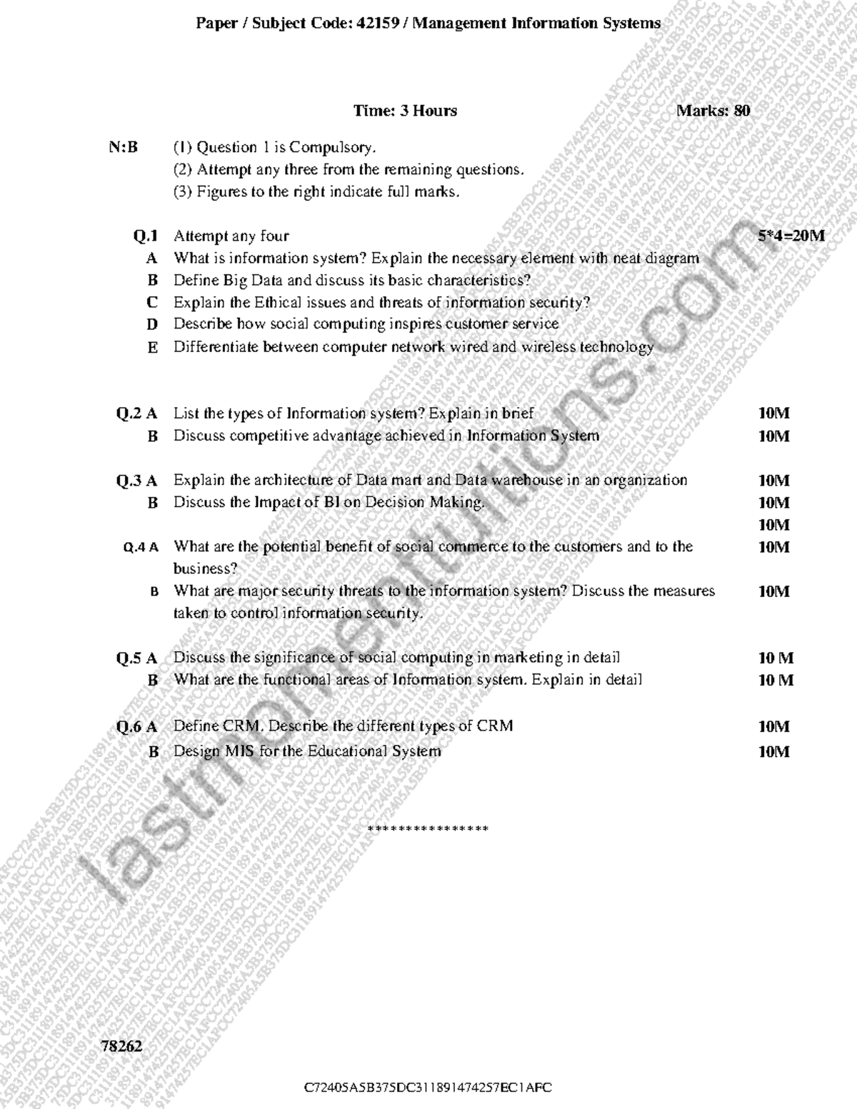 Sem7 mis-cbcgs dec19 - Yes - Paper / Subject Code: 42159 / Management ...