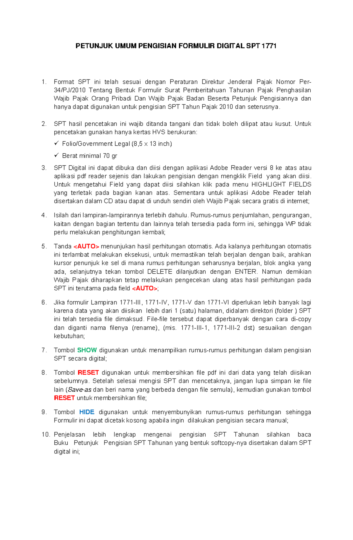 Jawaban PPh-Badan-SPT-1771 PT Sabtu Minggu - PETUNJUK UMUM PENGISIAN ...