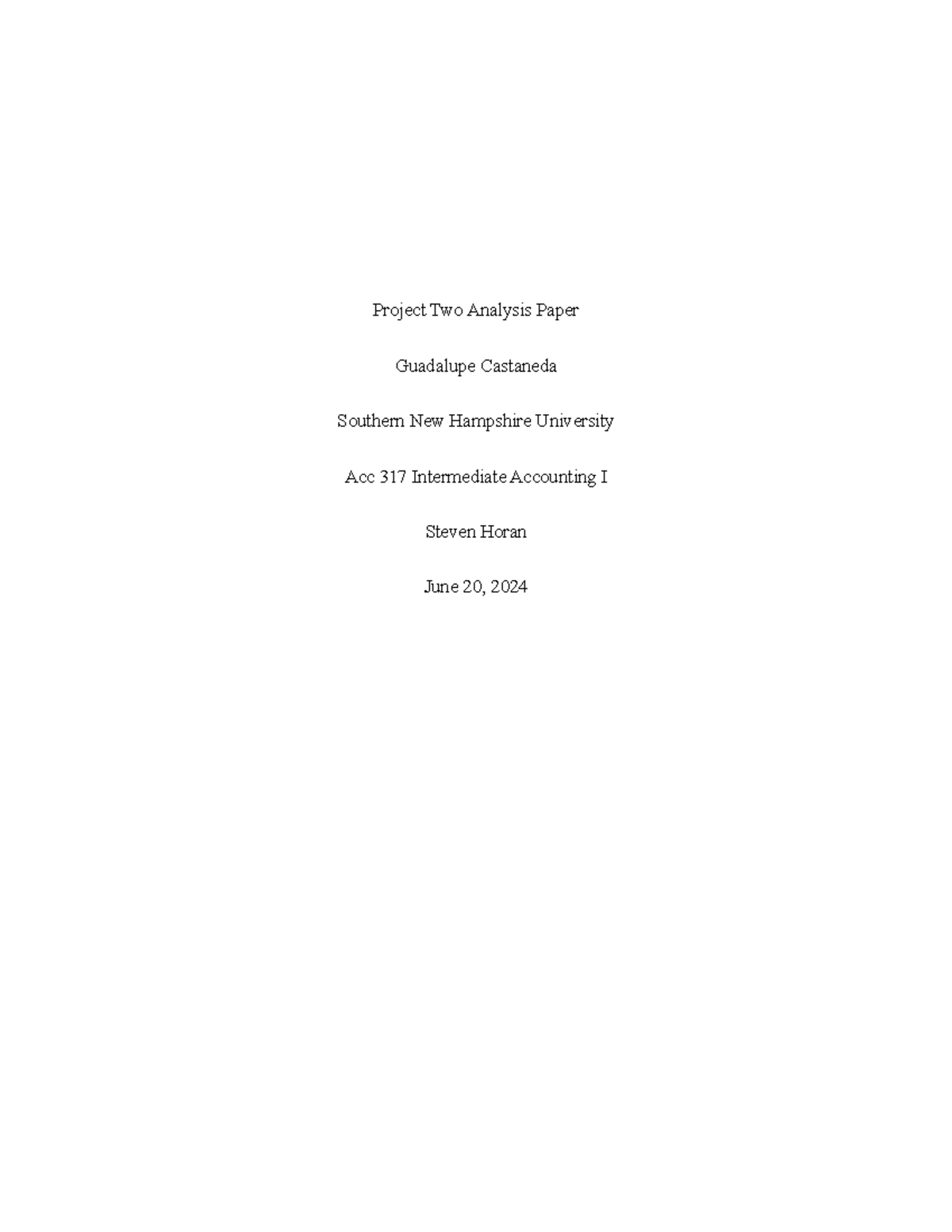 Acc.317 Project Two Analysis Paper - Project Two Analysis Paper ...