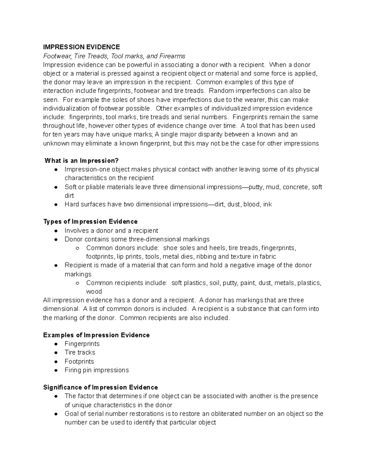 Impression Evidence - Eller's class - IMPRESSION EVIDENCE Footwear ...