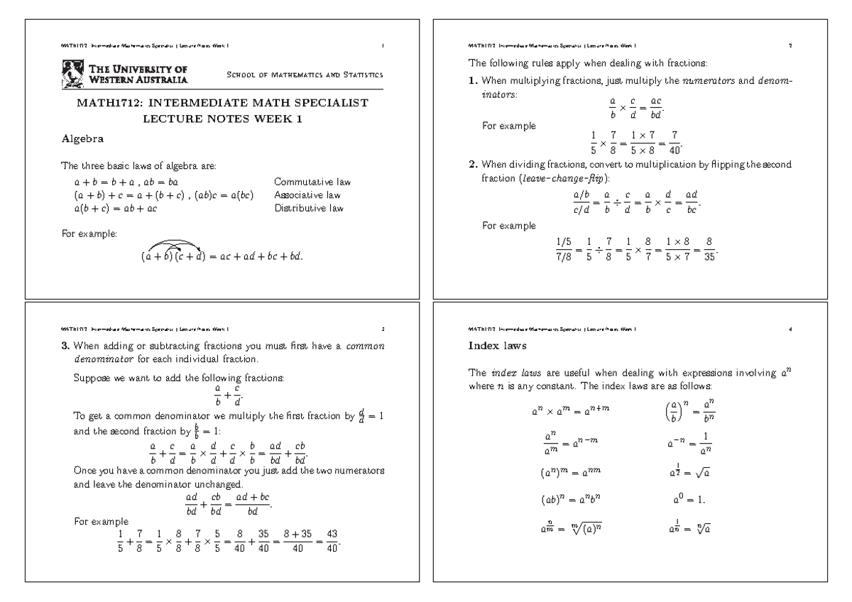 Lecture notes, lectures 1-13 - teacher Dr. Miccal Matthews - School of ...