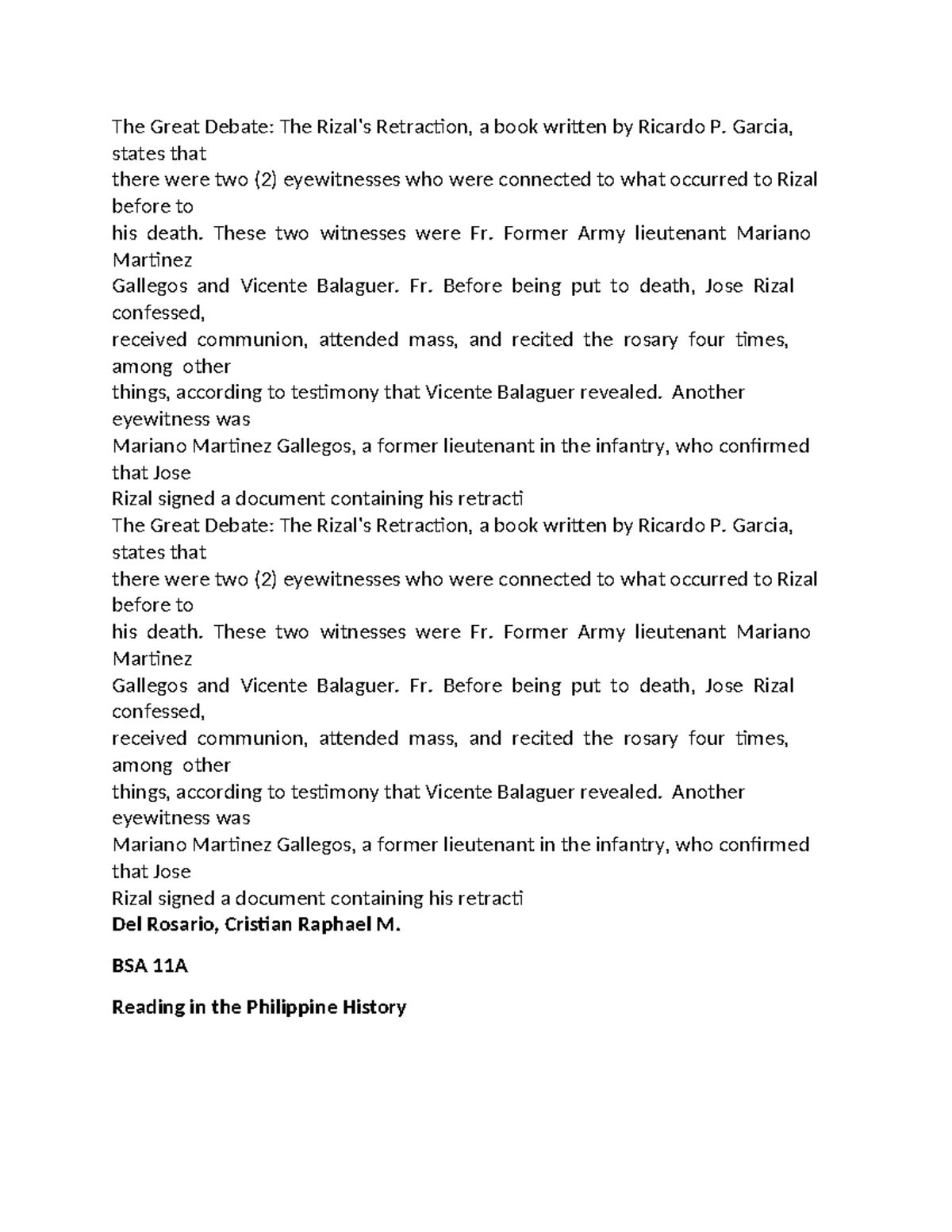 Retraction of Rizal - The Great Debate: The Rizal's Retraction, a book ...