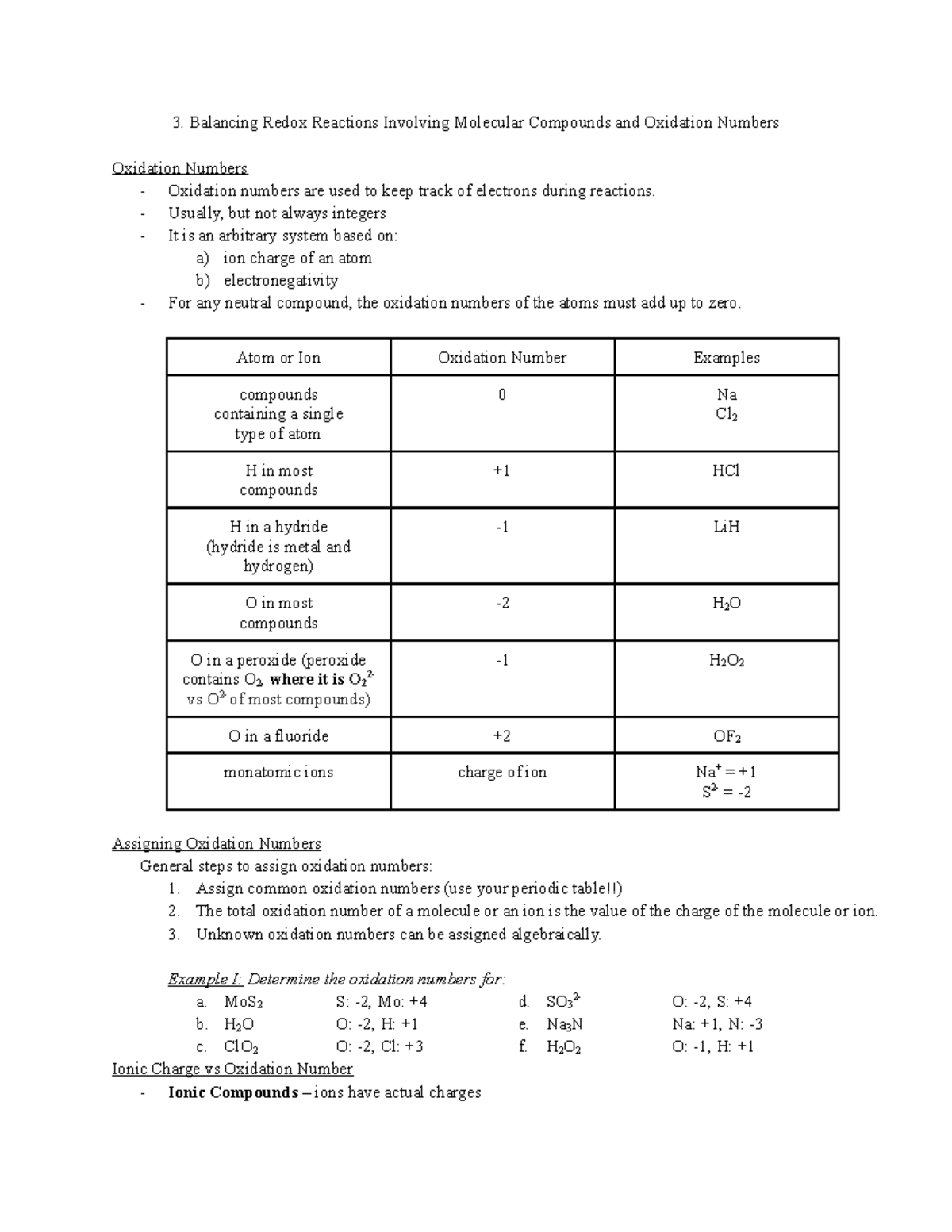 3. Balancing Redox Reactions Involving Molecular Compounds and ...