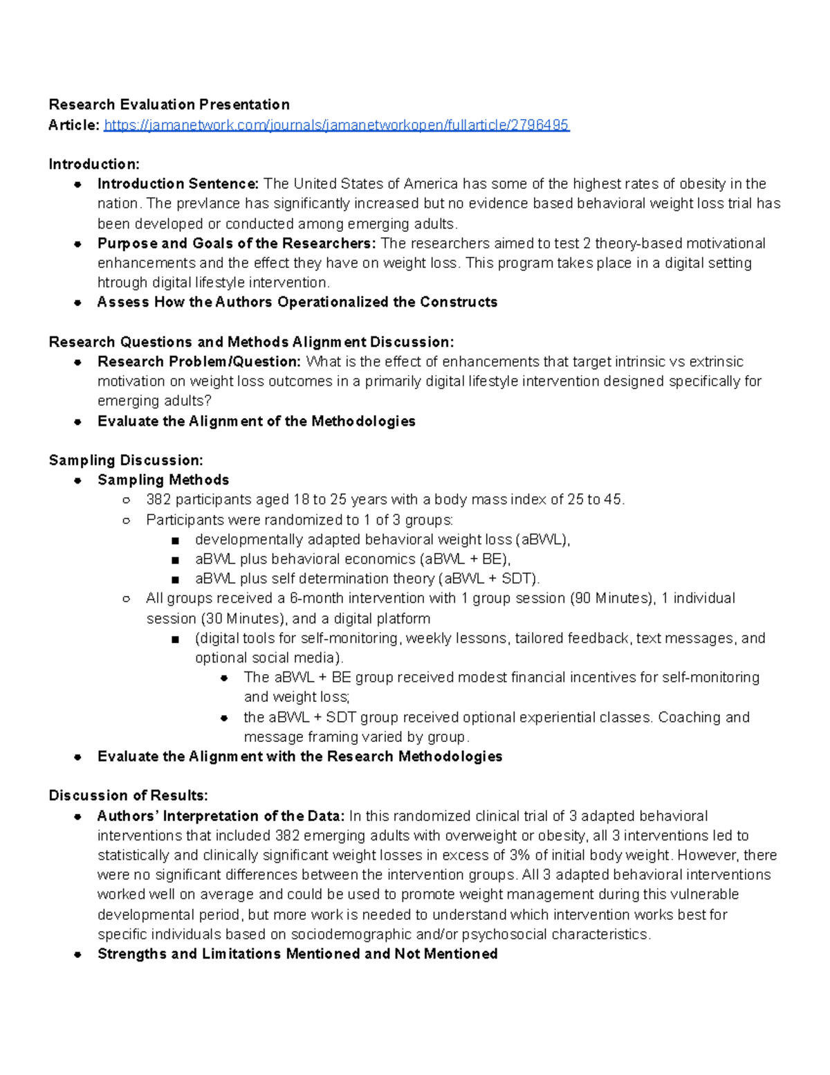 Research Evaluation Presentation - Research Evaluation Presentation ...