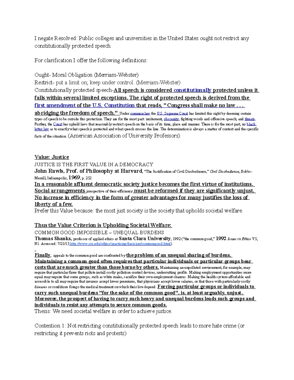 Kennynegv 1 - a LD case example - I negate Resolved: Public colleges ...