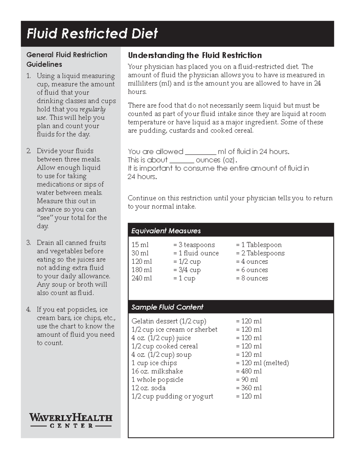 Fluid Restriction - naaaa - Fluid Restricted Diet General Fluid ...