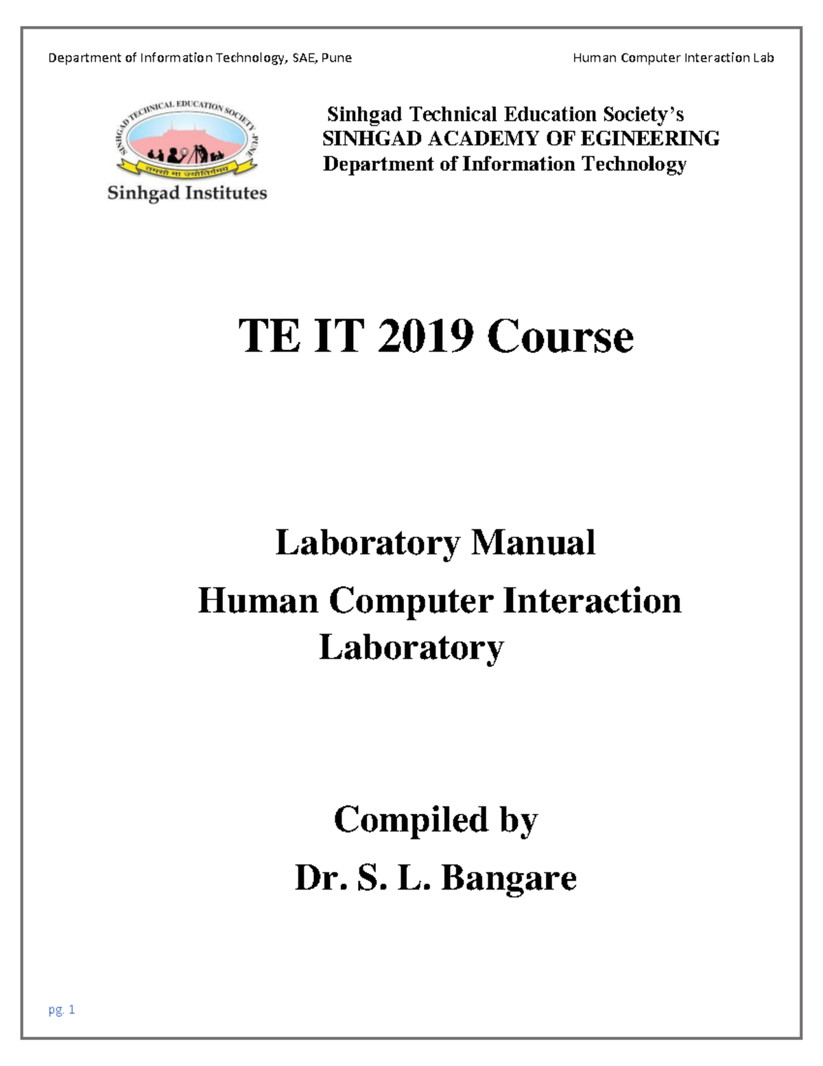 HCIL-Lab Manual - Assignment 3 - Sinhgad Technical Education Society’s SINHGAD ACADEMY OF ...