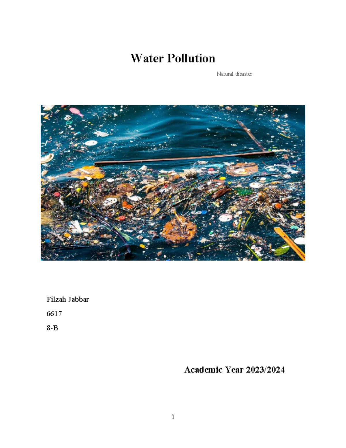 Research Report Water pollution - Water Pollution Natural disaster ...