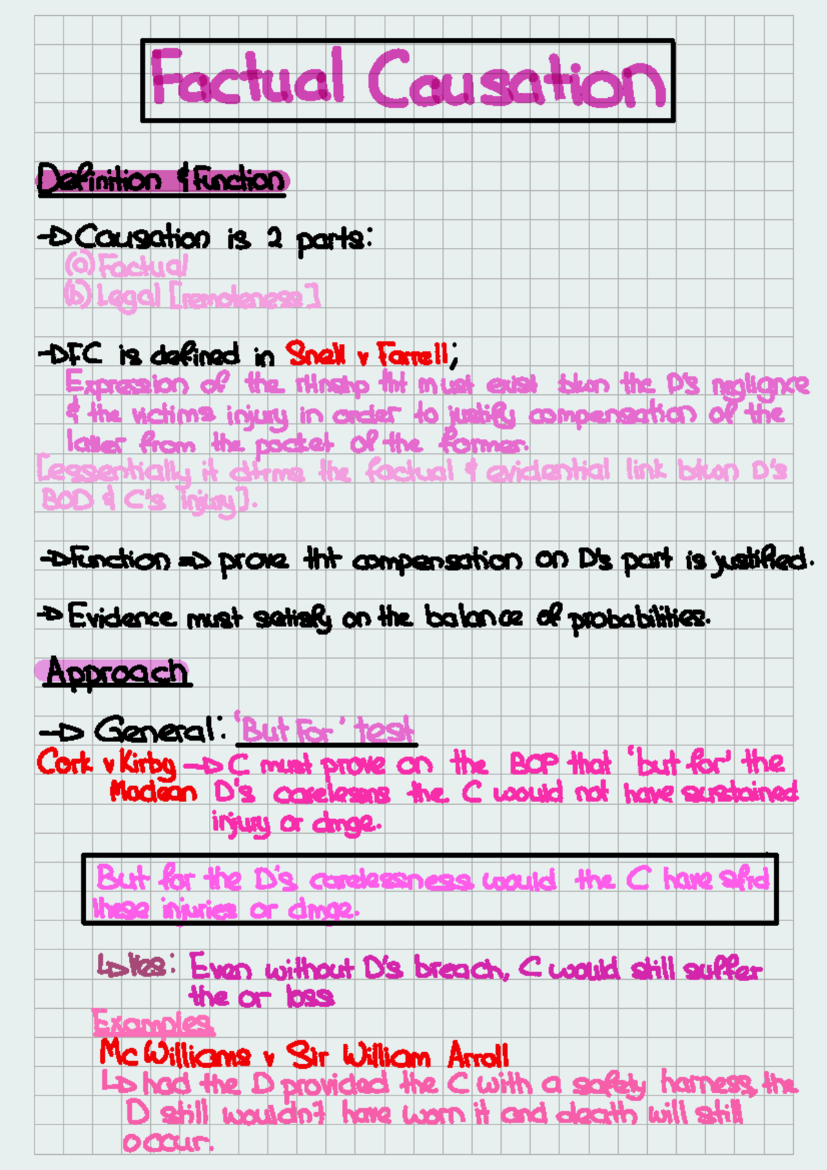 Factual causation - Tort Law - Studocu