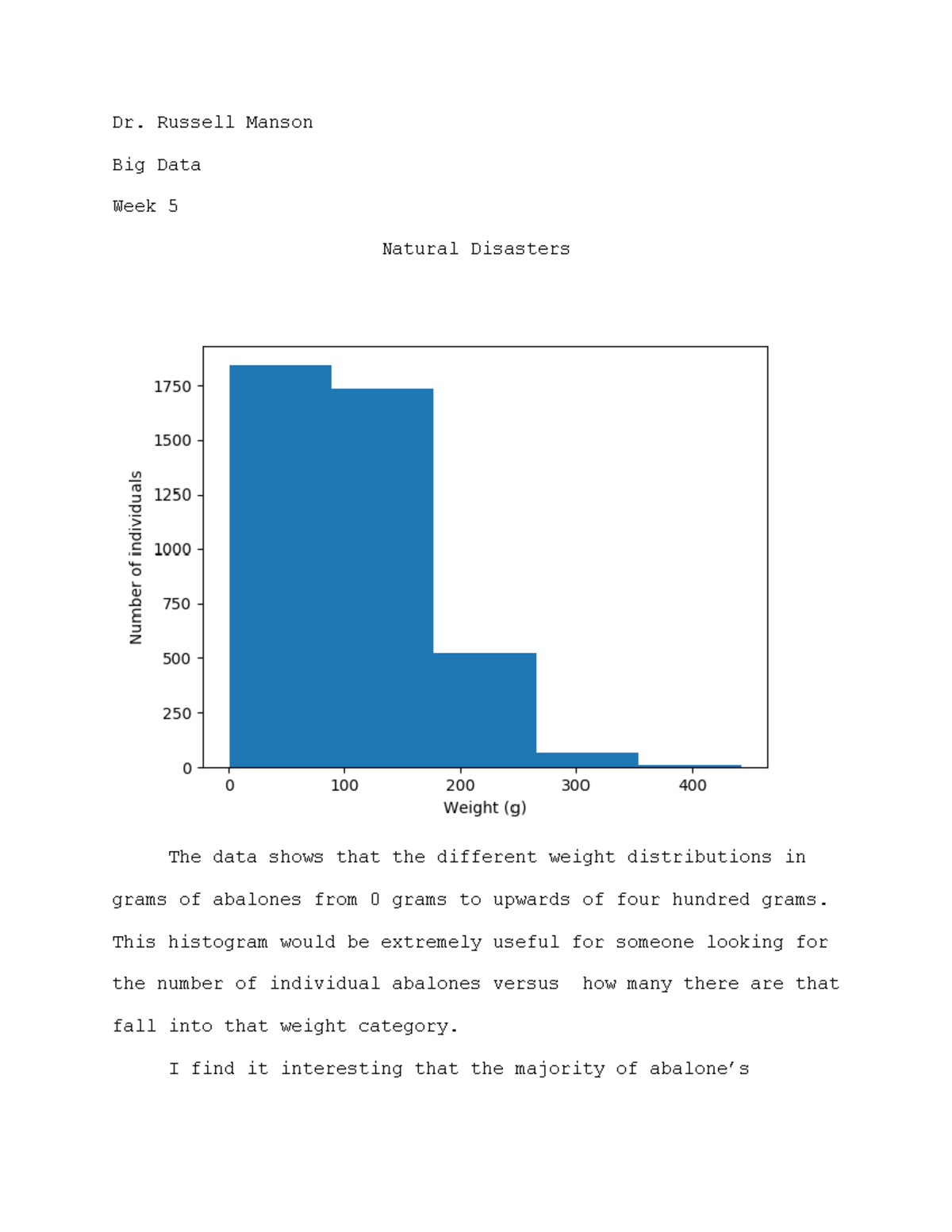 Big Data (Fall 2020) Week 5 Assignment - Dr. Russell Manson Big Data ...
