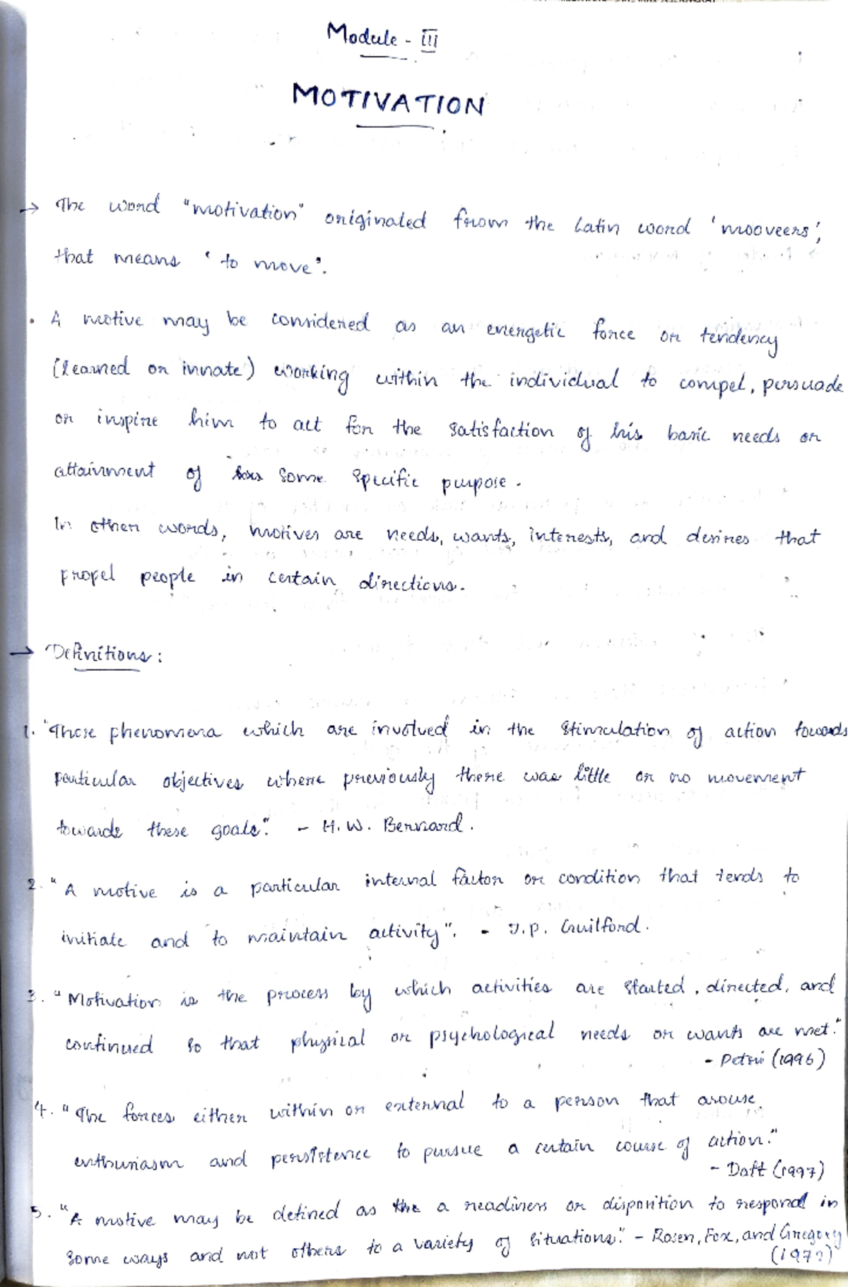 Motivation - Notes of aforementioned chapter - (he wDnd motivation ...