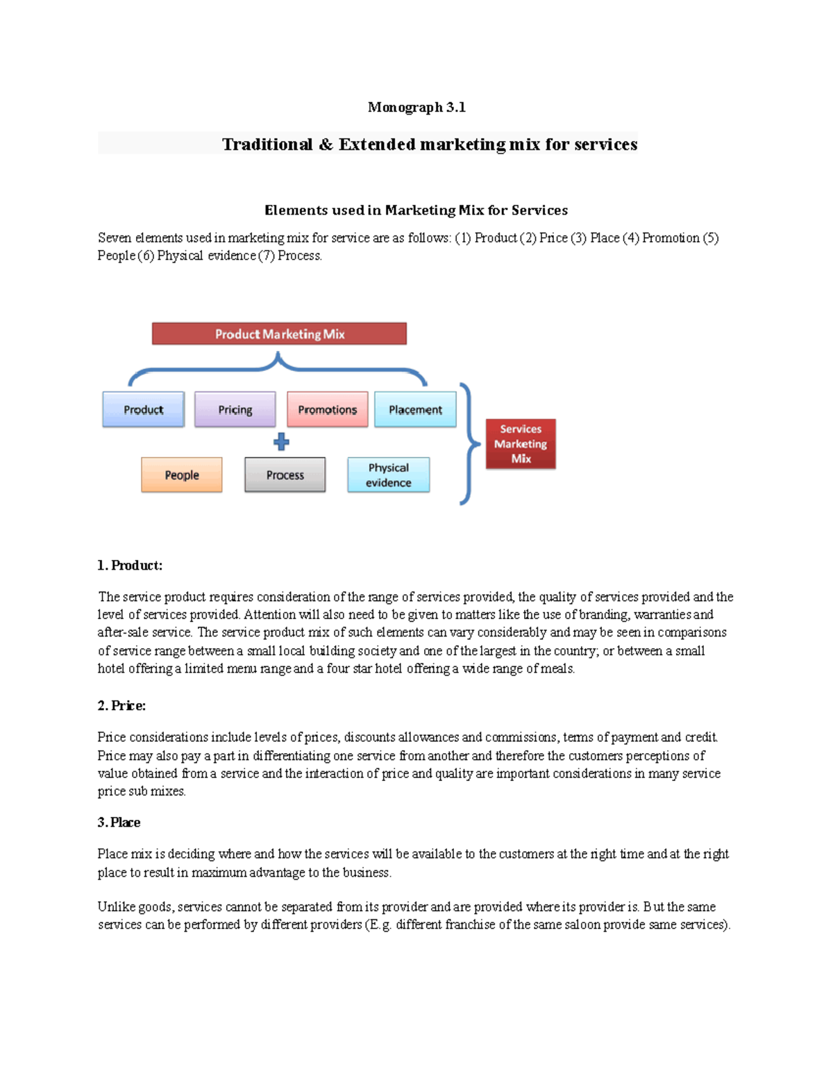 Service Marketing Mix elements - Monograph 3. Traditional & Extended ...