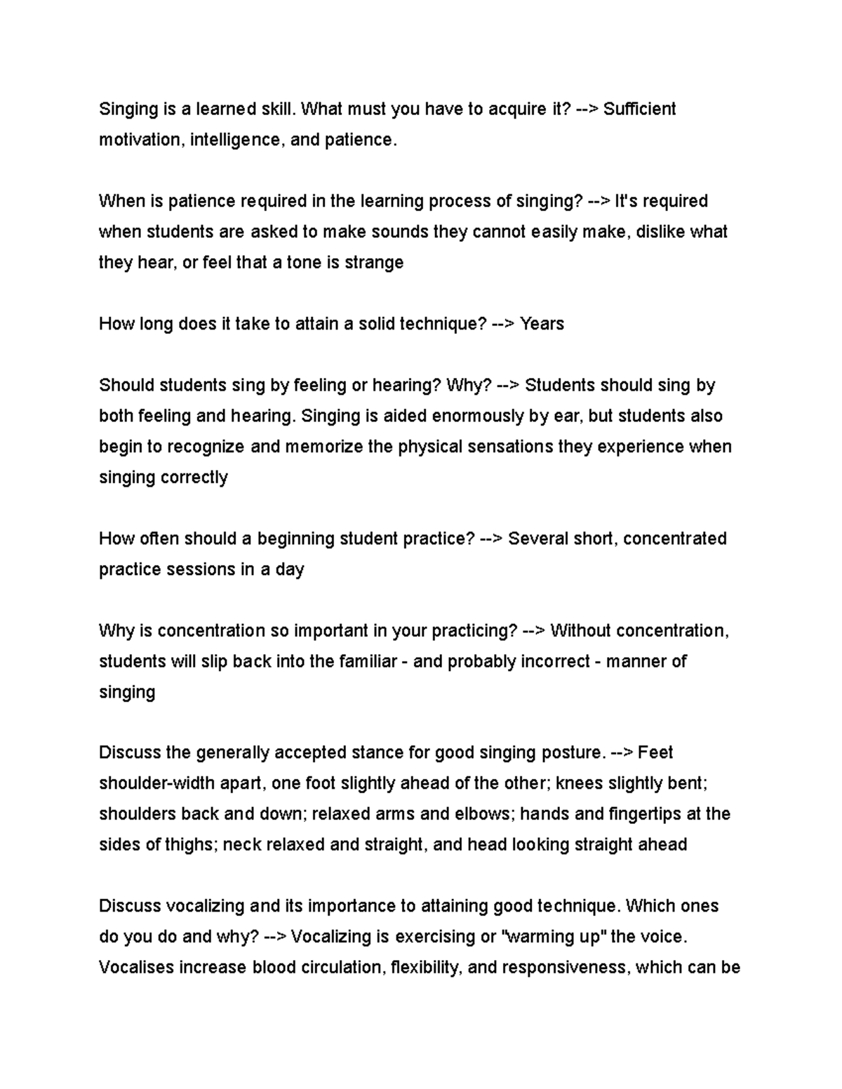 MUSC 174 Exam - Quick review notes for the final exam of the class ...