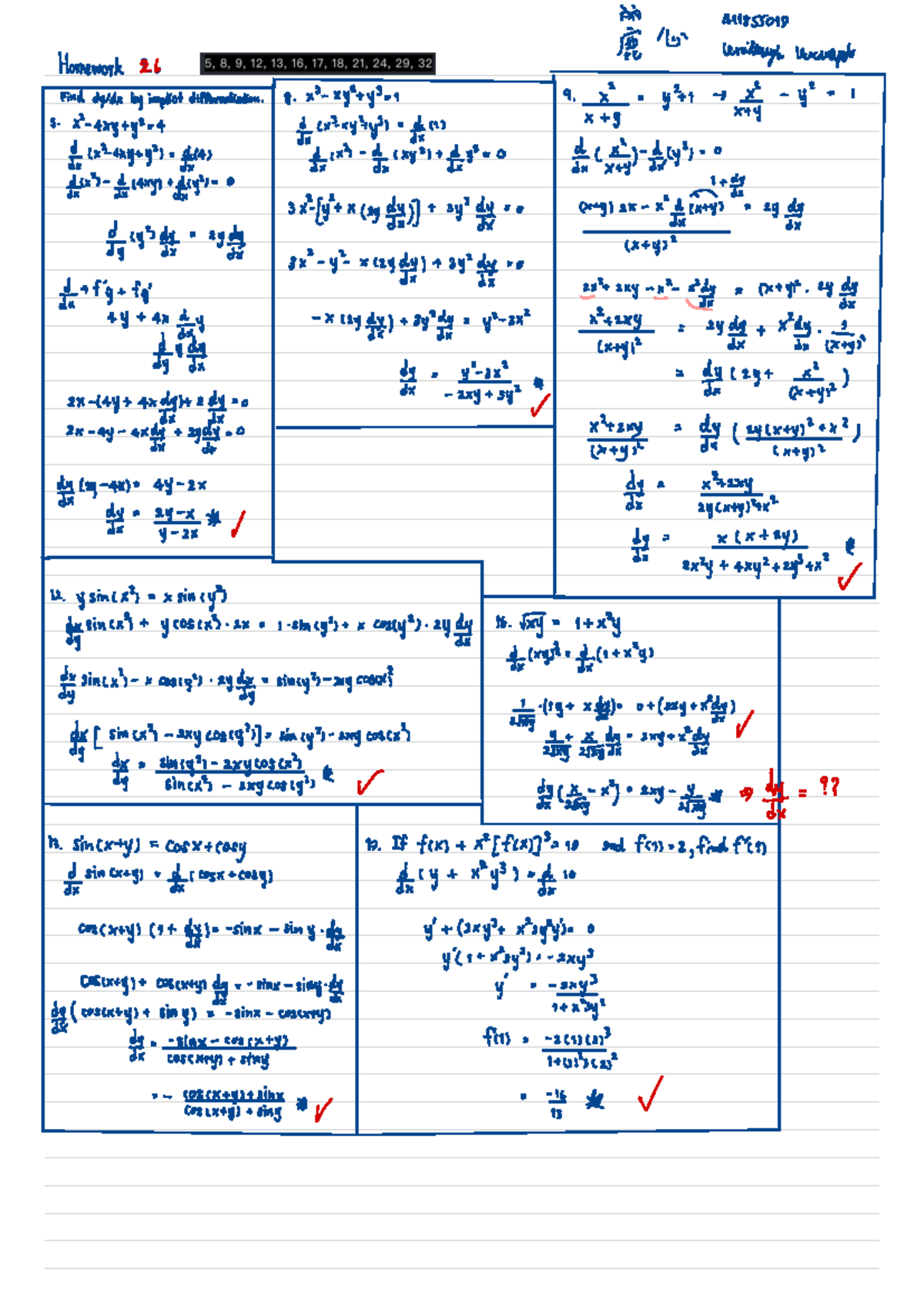 Calculus assignment - Fit 411855017 = / ท Homework 2. ( serittalyle ...